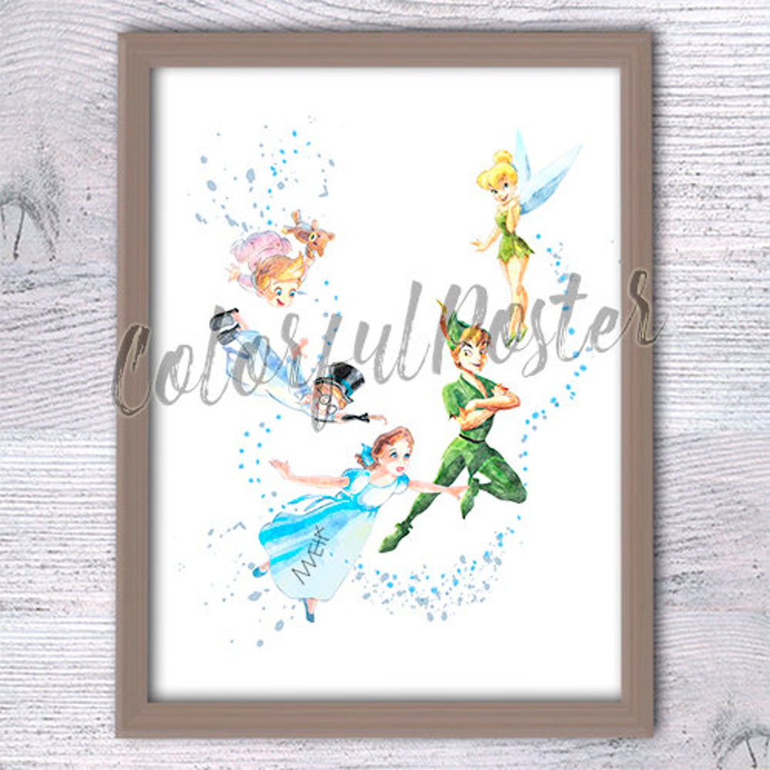 Peter Pan Print Peter Pan Poster Wall Decor Kids Room Wall Art Nursery ...