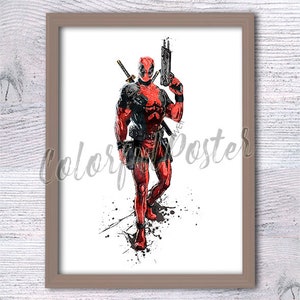 Superhero Print Deadpool Poster Marvel Wall Decor Boys Room Art ...