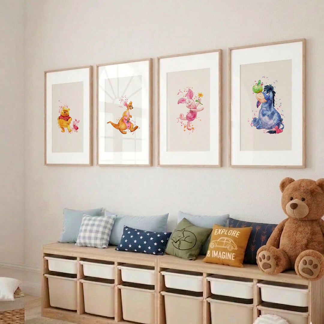 Winnie the Pooh Watercolor Print Set: Nursery Decor Art V61 - Etsy