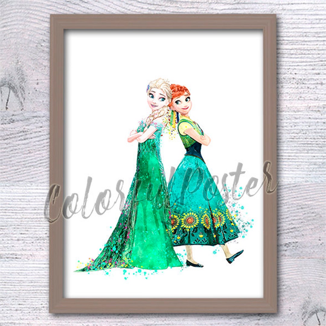 Frozen Elsa imprimir Frozen Anna poster Elsa acuarela Princesa Anna ...