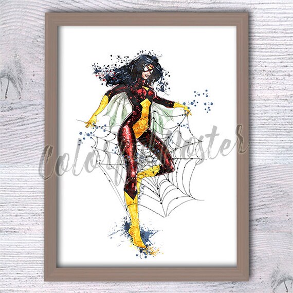 Spider woman poster Female superhero print Superhero wall | Etsy