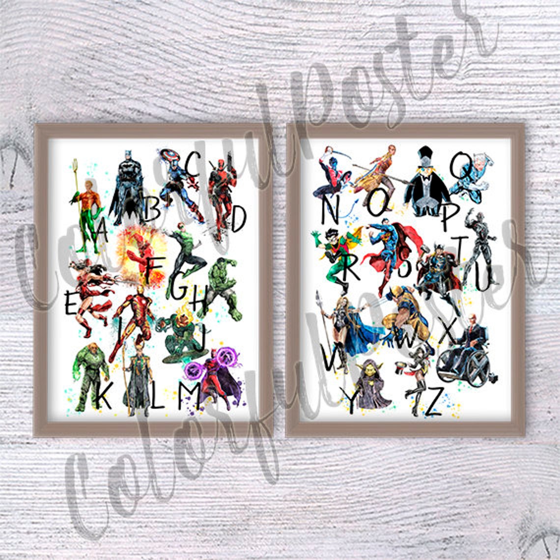 Superhero Alphabet Poster Alphabet Print Alphabet Characters - Etsy