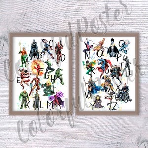 Superhero Alphabet Poster Alphabet Print Alphabet Characters Marvel ...