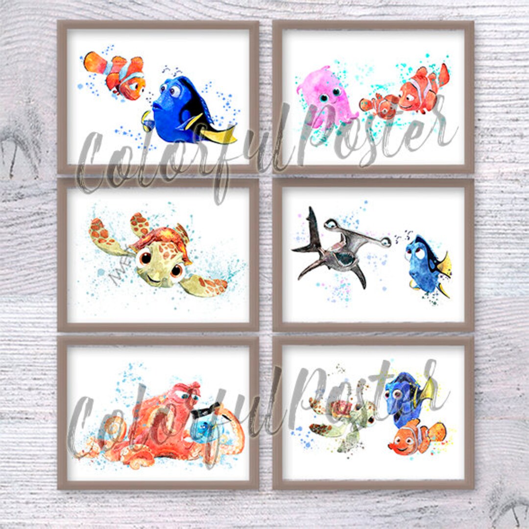 Finding Dory Print Set of 6 Finding Dory Poster Home Decor Nemo Poster ...