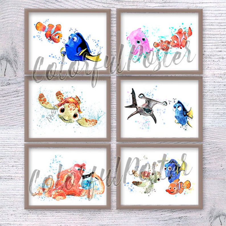 Finding Dory Print Set of 6 Finding Dory Poster Wall Decor - Etsy