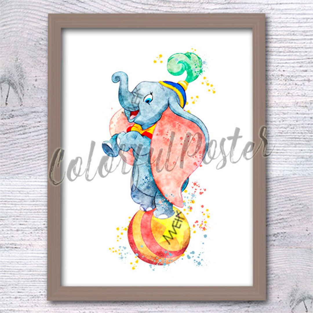 Dumbo Watercolor Artwork, Dumbo Circus Poster, Dumbo Elephant ...
