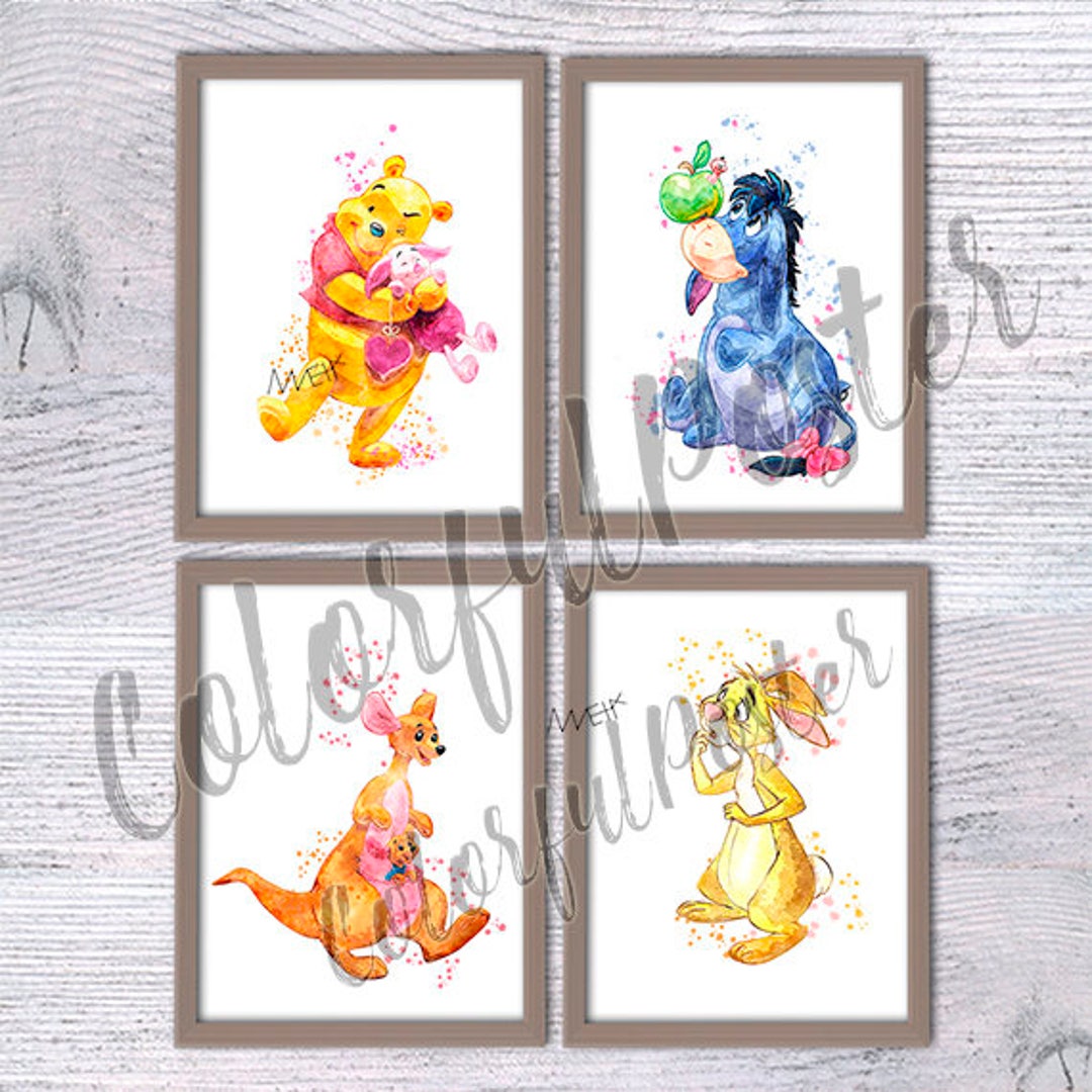 Winnie the Pooh Print Set of 4 Eeyore Poster Rabbit Print Kanga and Roo ...