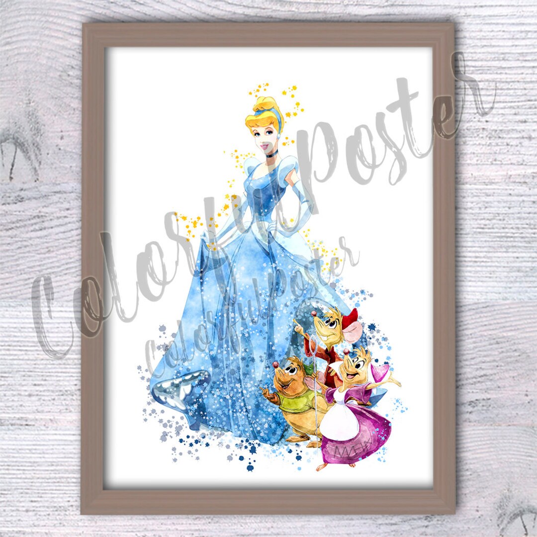 Cinderella Print Cinderella and Friends Poster Wall Decor Kids Room ...
