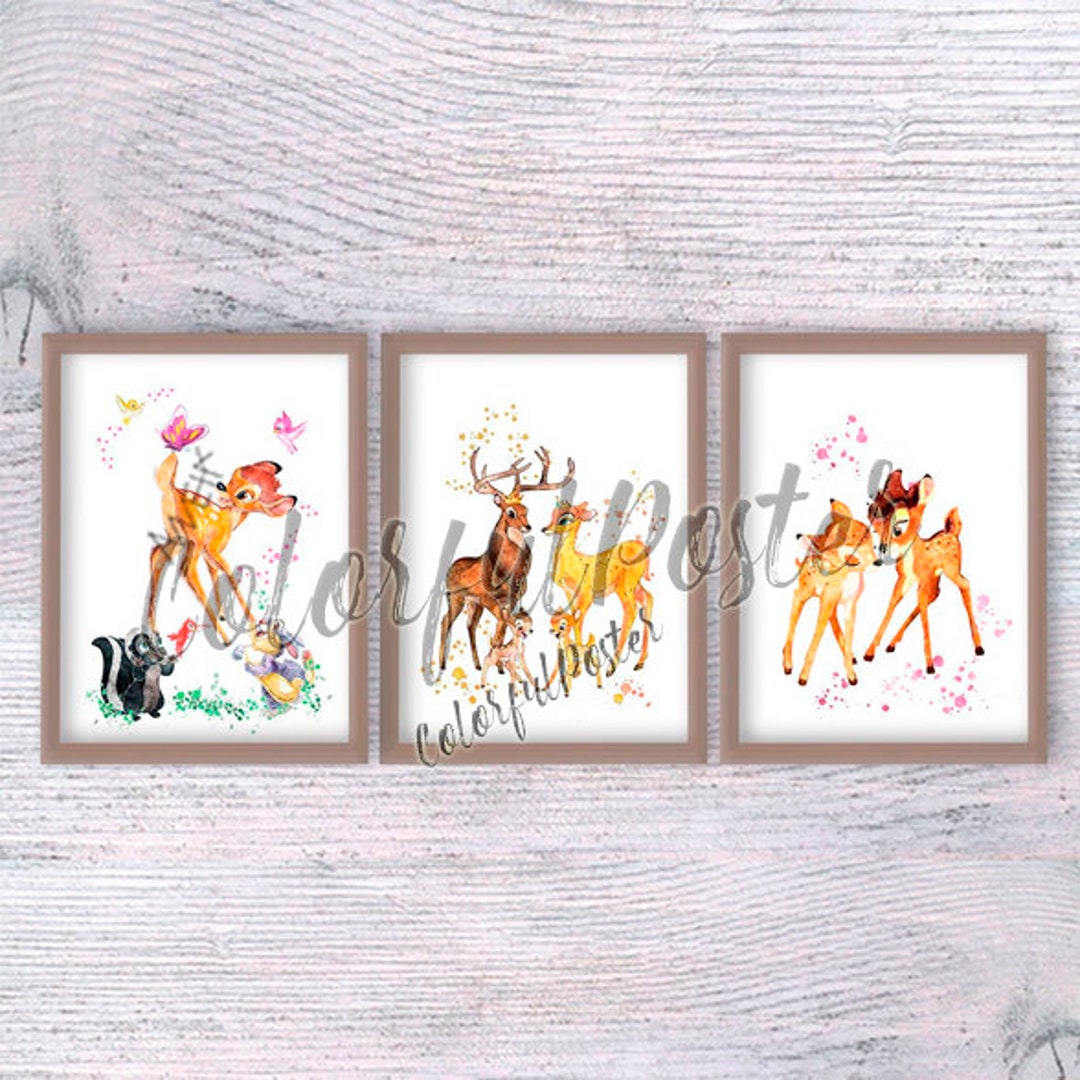 Bambi Poster Set of 3 Bambi and Friends Print Bambi Wall Decor - Etsy