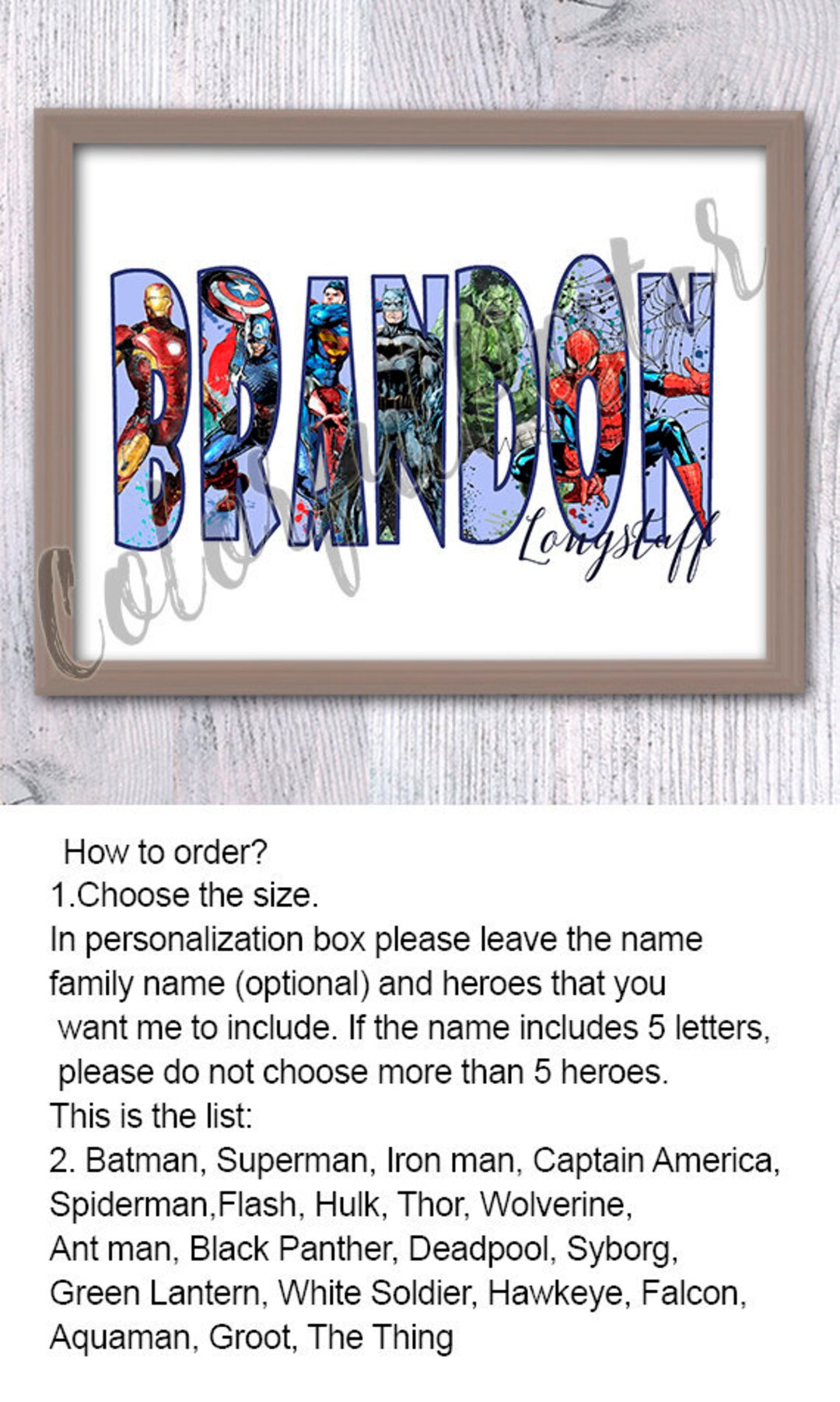 Personalized Name Poster Personalized Superhero Name Custom - Etsy