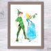Peter Pan Watercolor Print Set of 4 Disney Wall Decor Disney Peter Pan ...