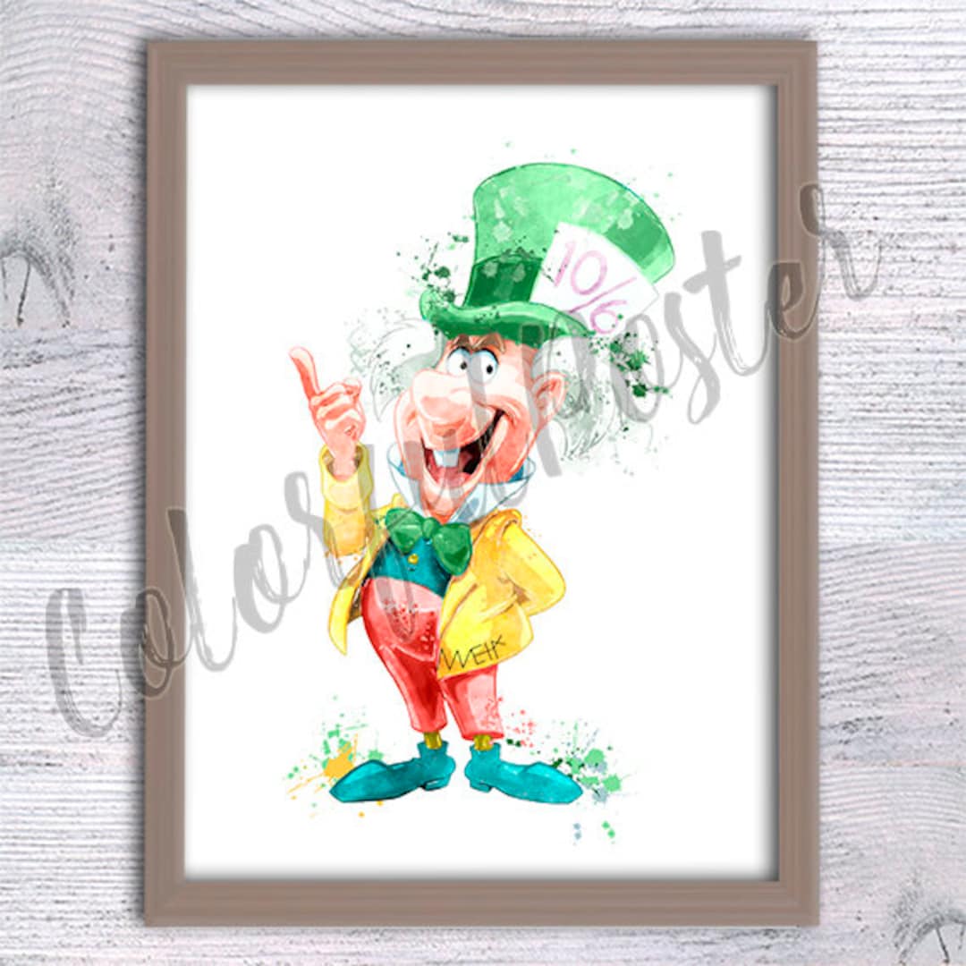 Mad Hatter Print the Hatter Poster Wonderland Wall Decor Alice in ...