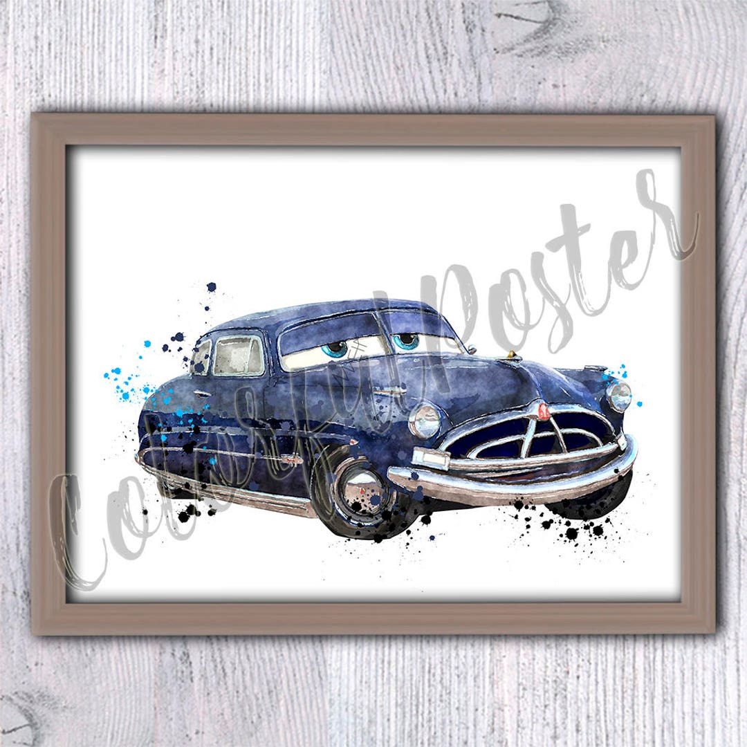 Cars Poster Cars Doc Hudson Print Cars Watercolor Cars Wall Decor ...