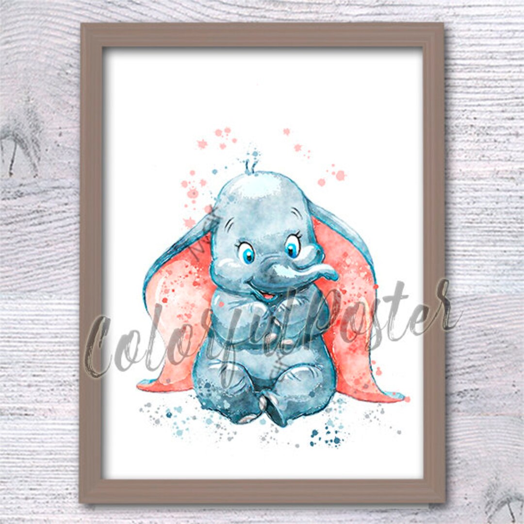 Dumbo Nursery Poster - Sweet Baby Elephant Decor - Disney Baby Room Art ...