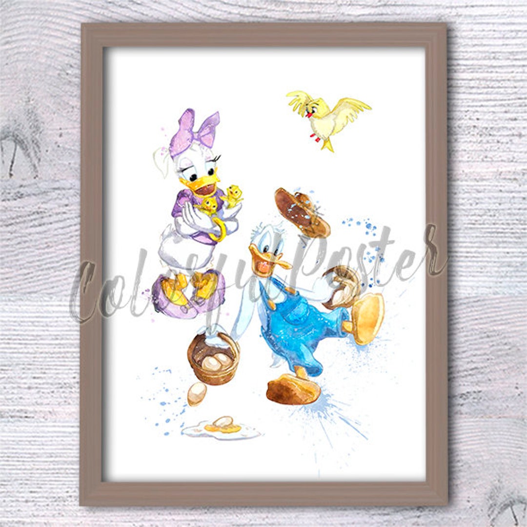 Donald Duck Poster Wall Decor Daisy Duck Print Watercolor Nursery Art ...