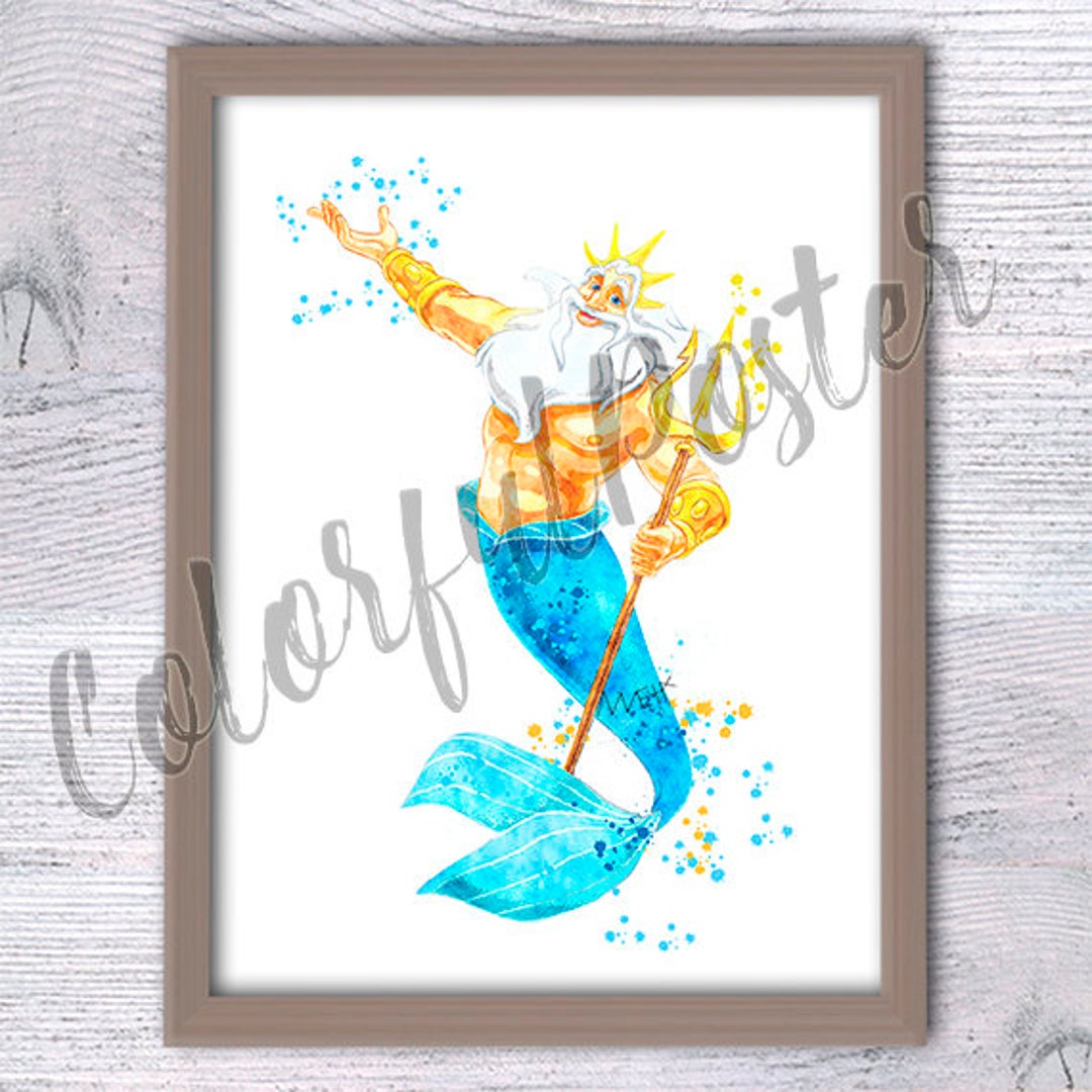 King Triton Poster Ariel Father King Triton Print Ariel Wall - Etsy