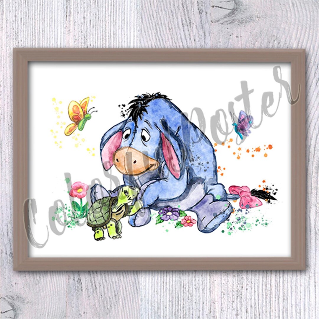 Eeyore and Turtle Print: Watercolor Nursery Art V483 - Etsy