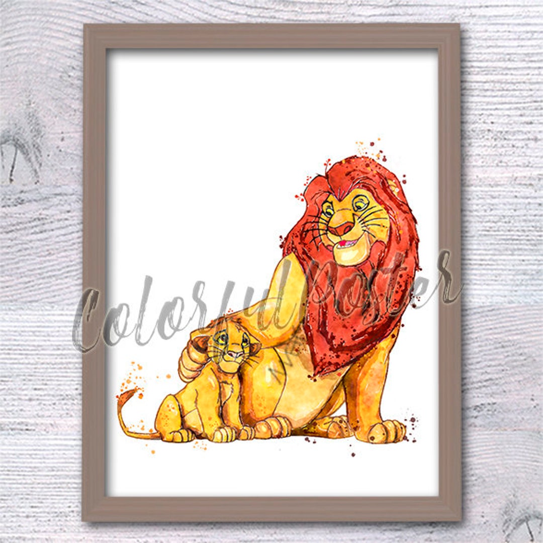 Mufasa and Simba Poster Lion King Wall Decor Morning Lesson With Mufasa ...