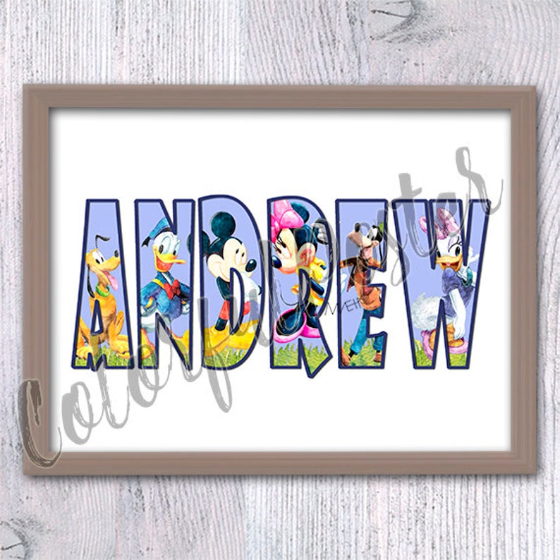 Mickey Mouse Custom Name Personalized Name Print Customized | Etsy