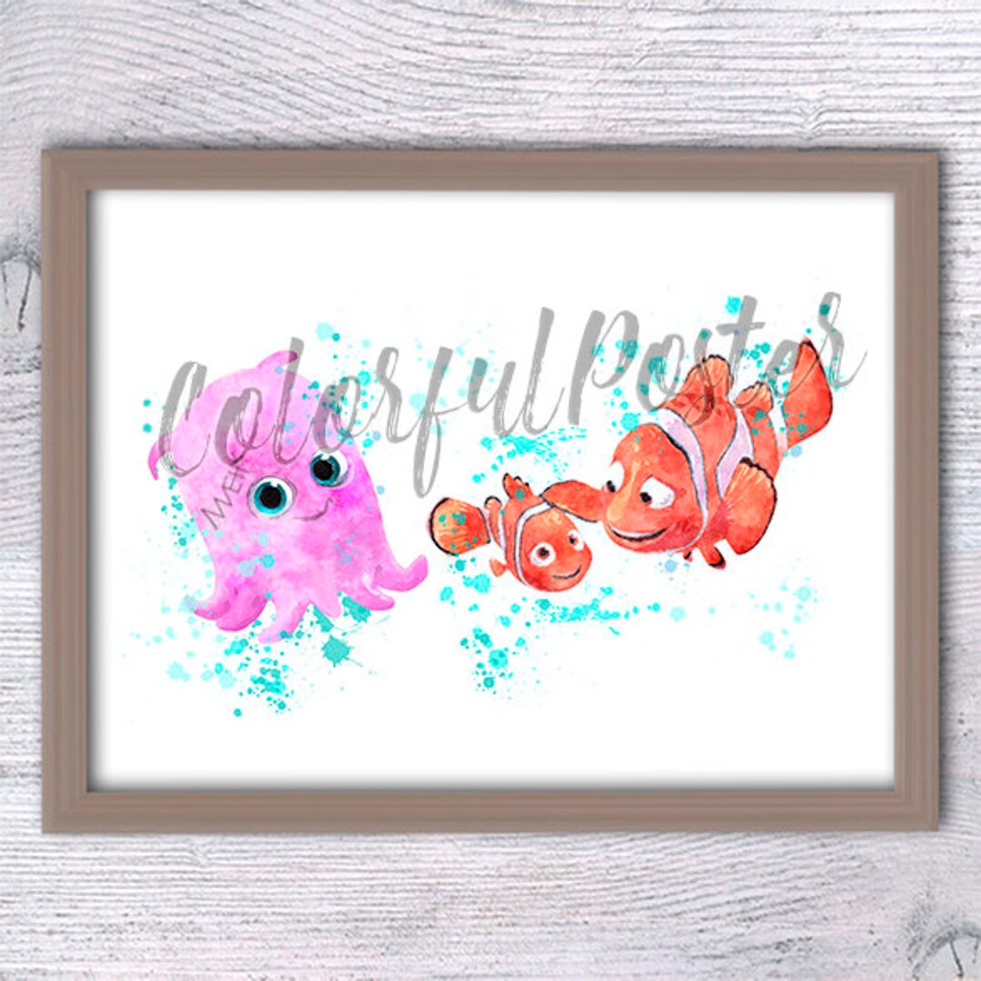 Finding Nemo Print Marlin Poster Octopus Pearl Print Disney Wall Decor ...