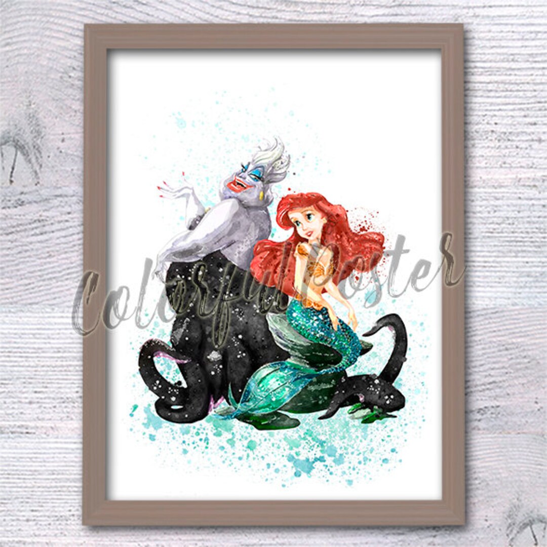 Ariel Print Ursula Poster Wall Decor Print Ariel and Ursula Princess ...