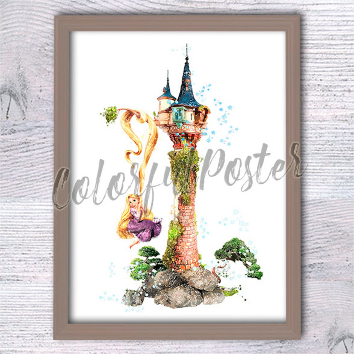Rapunzel castle poster Rapunzel tower print Disney wall decor | Etsy