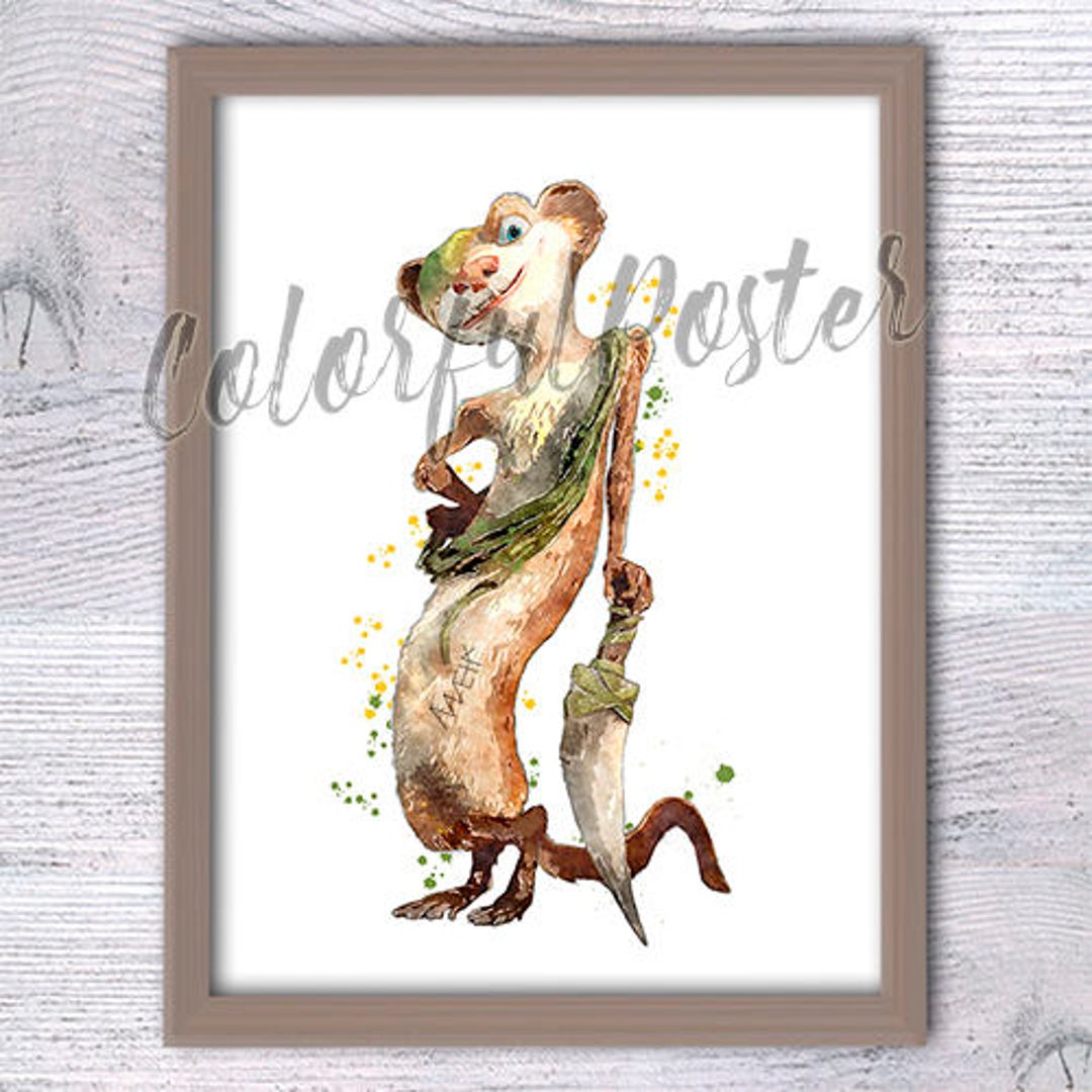 Buck From Ice Age, Funny Cartoon Character, Nursery Art, Ice Age Party ...