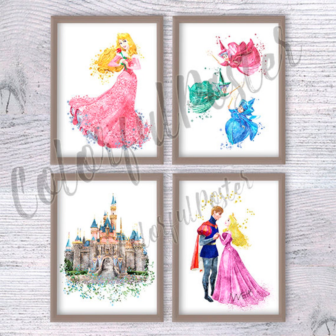 Sleeping Beauty Poster Set of 4 Disney Princess Castle Princess Aurora ...