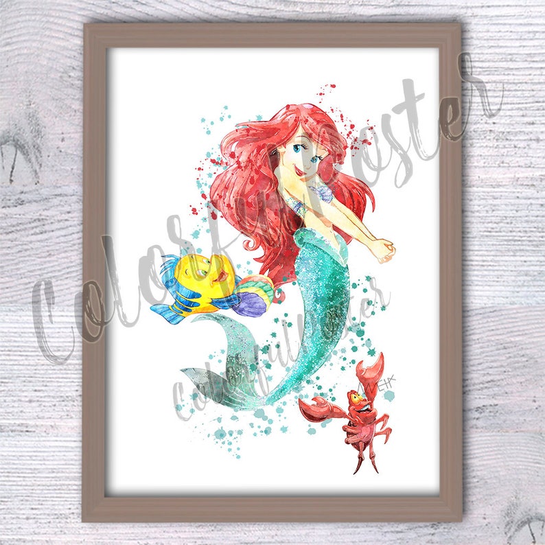 Ariel Print Ariel and Friends Poster Little Mermaid Art Disney | Etsy