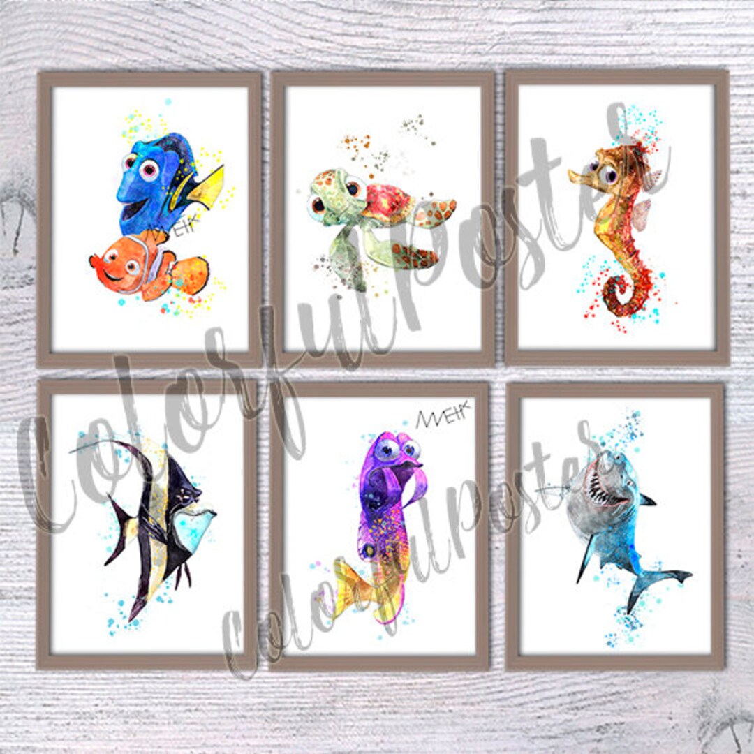 Finding Nemo , Set of 6, Squirt, Sheldon, Gurgle, Gill, Bruce, Dory ...