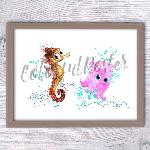 Finding Nemo Sheldon and Pearl print Finding Nemo poster | Etsy