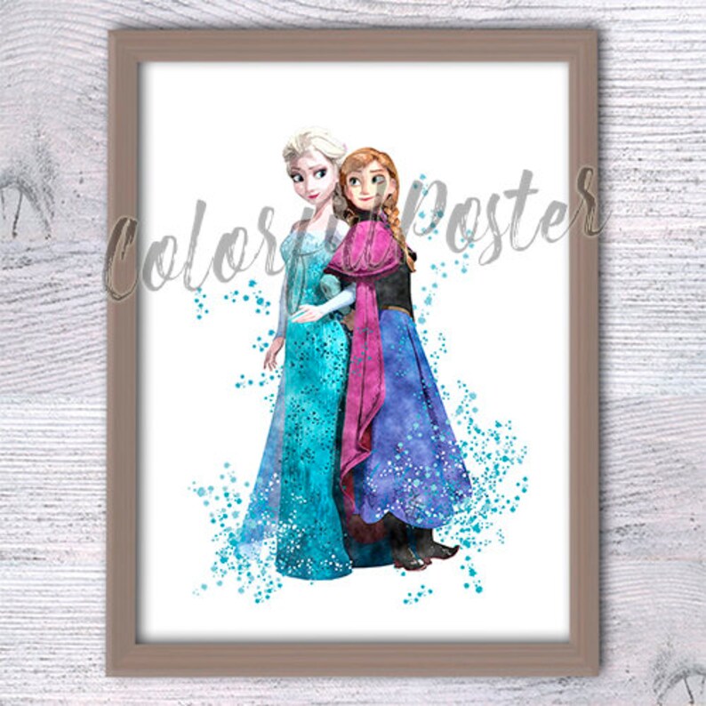 Frozen Anna and Elsa Poster Princess Elsa and Anna Print Baby - Etsy