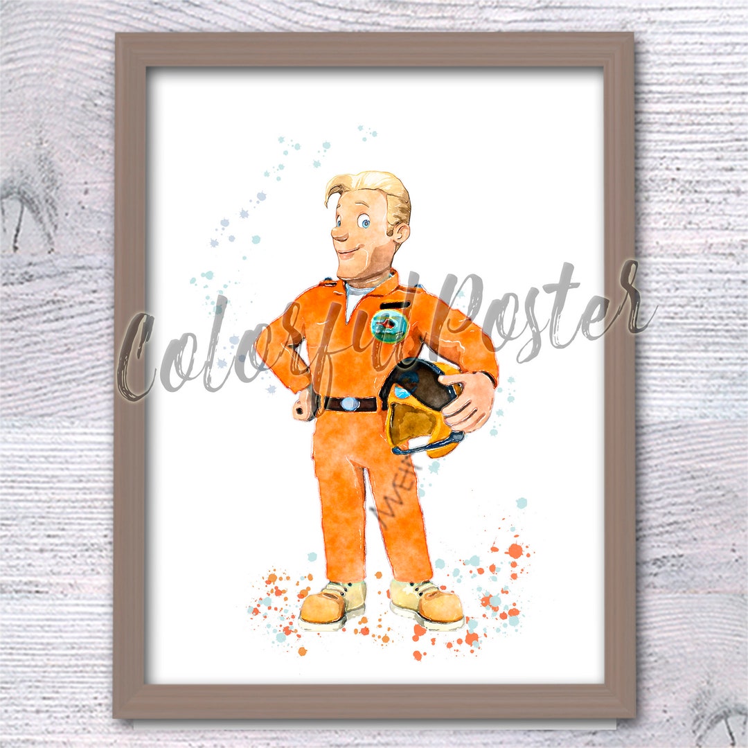 Tom Thomas Rescue Pilot Fireman Sam Poster Firefighter Sam Print ...
