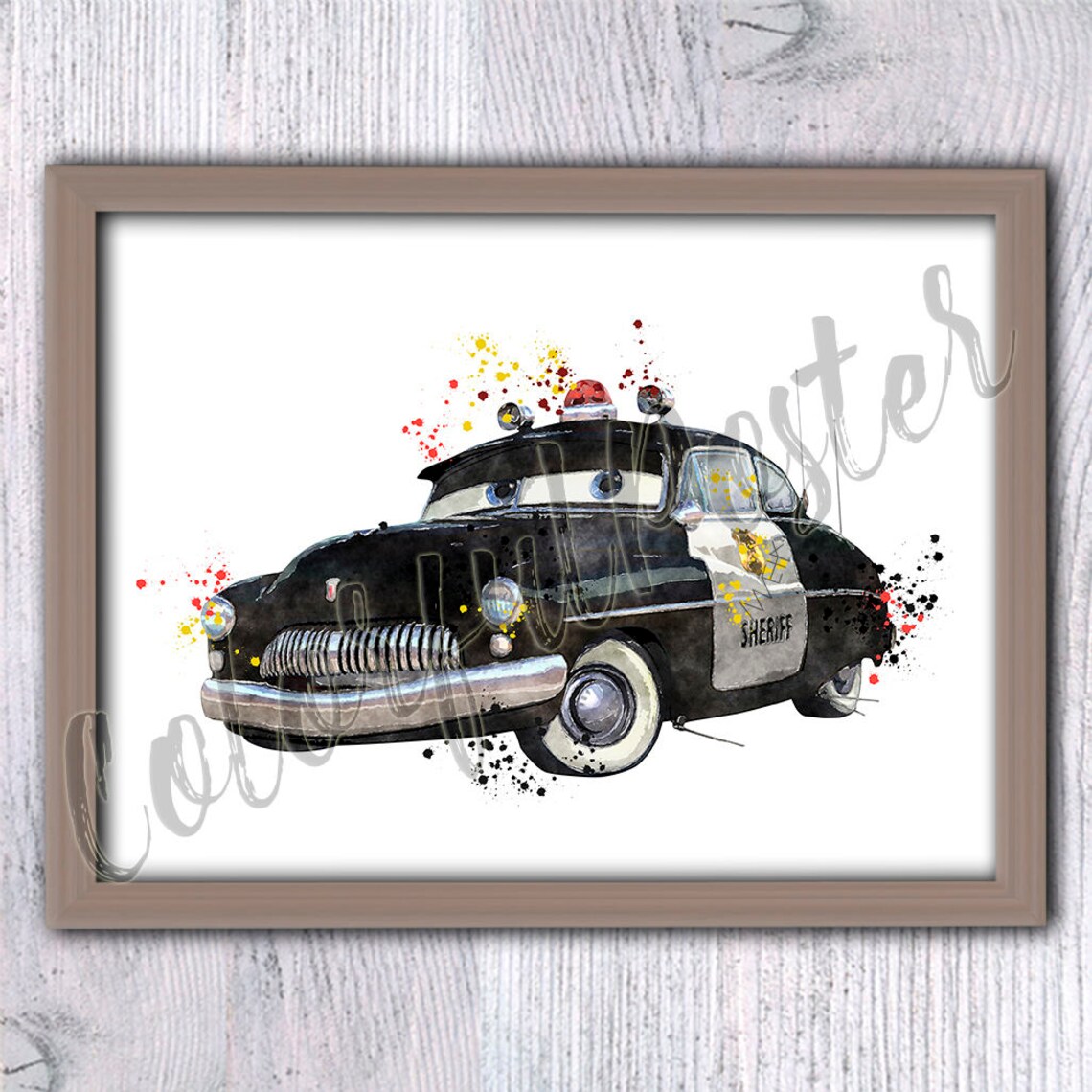 Cars Sheriff Poster Sheriff Cars Print Disney Sheriff - Etsy