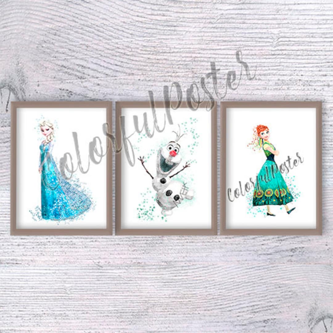 Frozen Anna and Elsa Poster Set of 3 Frozen Kingdom Print Frozen Poster ...