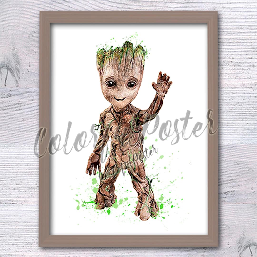Groot Poster, Guardians of the Galaxy Art Print, Marvel Superhero Wall ...