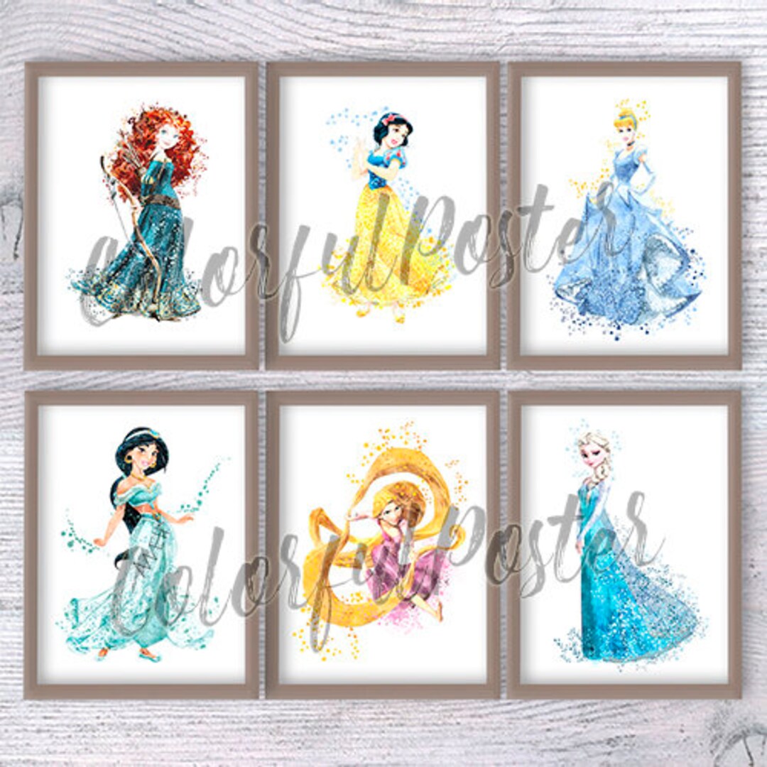 Fairy Princess Print Set of 6 Disney Princess Poster Magic Castle Print ...