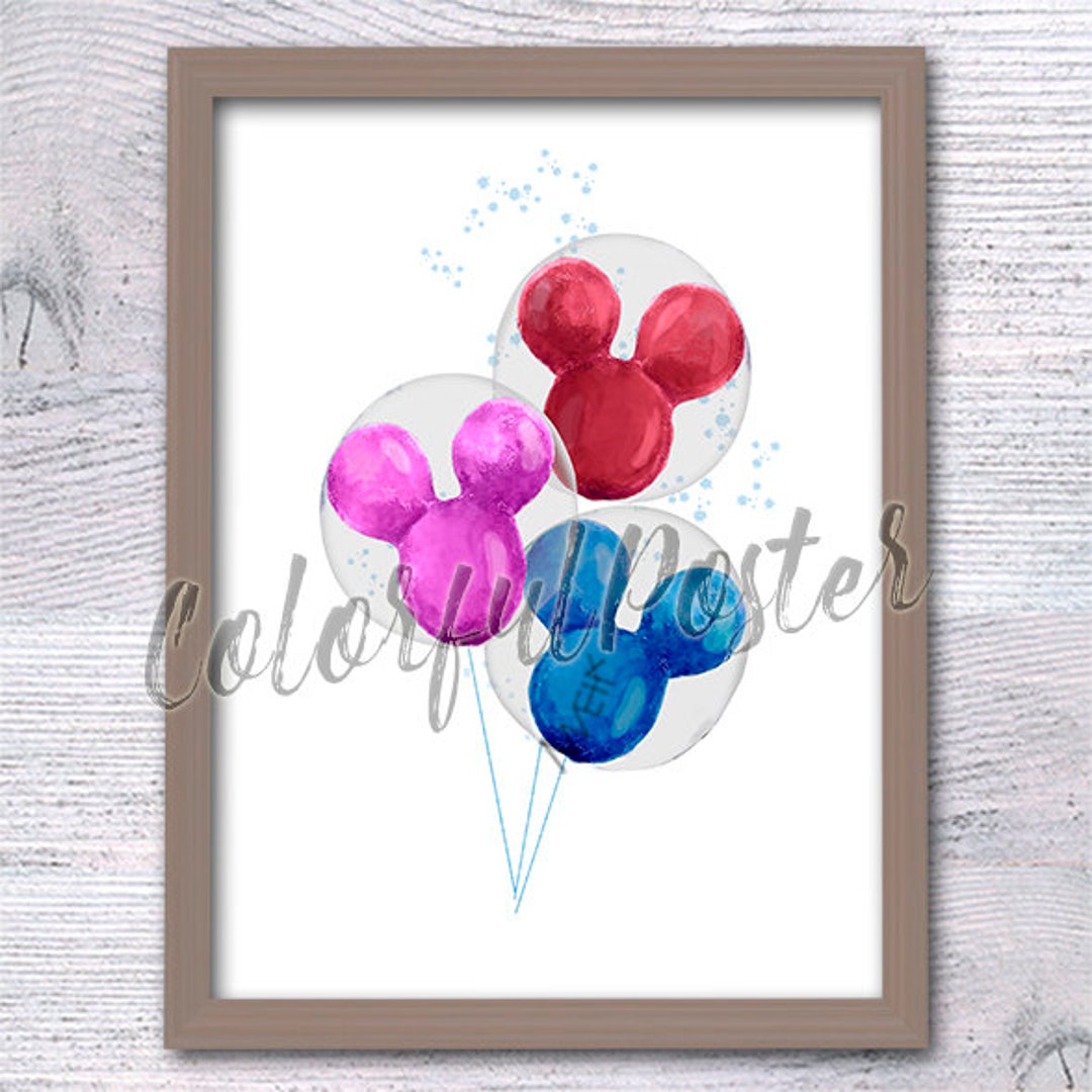 Disney Balloons Print Mickey Mouse Balloons Disney Wall Decor ...