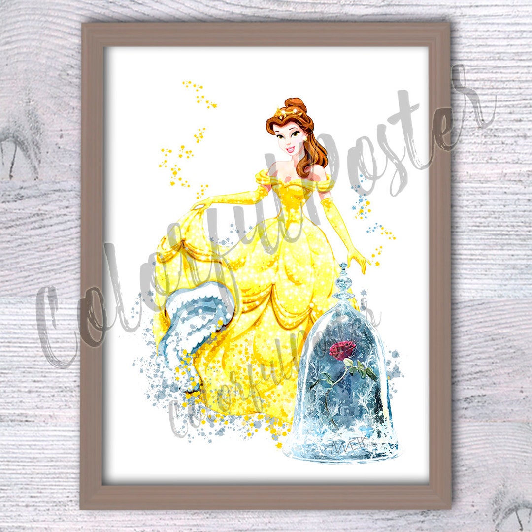 Belle and the Rose Print Belle Poster Princess Print Wall Decor Kids ...
