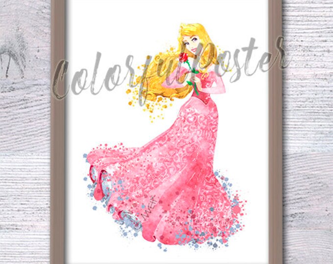 Princess Inspired art Print Sleeping Beauty, Fashion Illustration Print ...