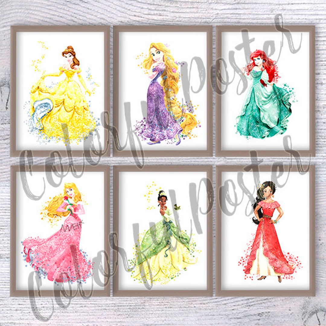 Princess Print Set of 6 Princess Wall Decor Disney Princess Poster ...