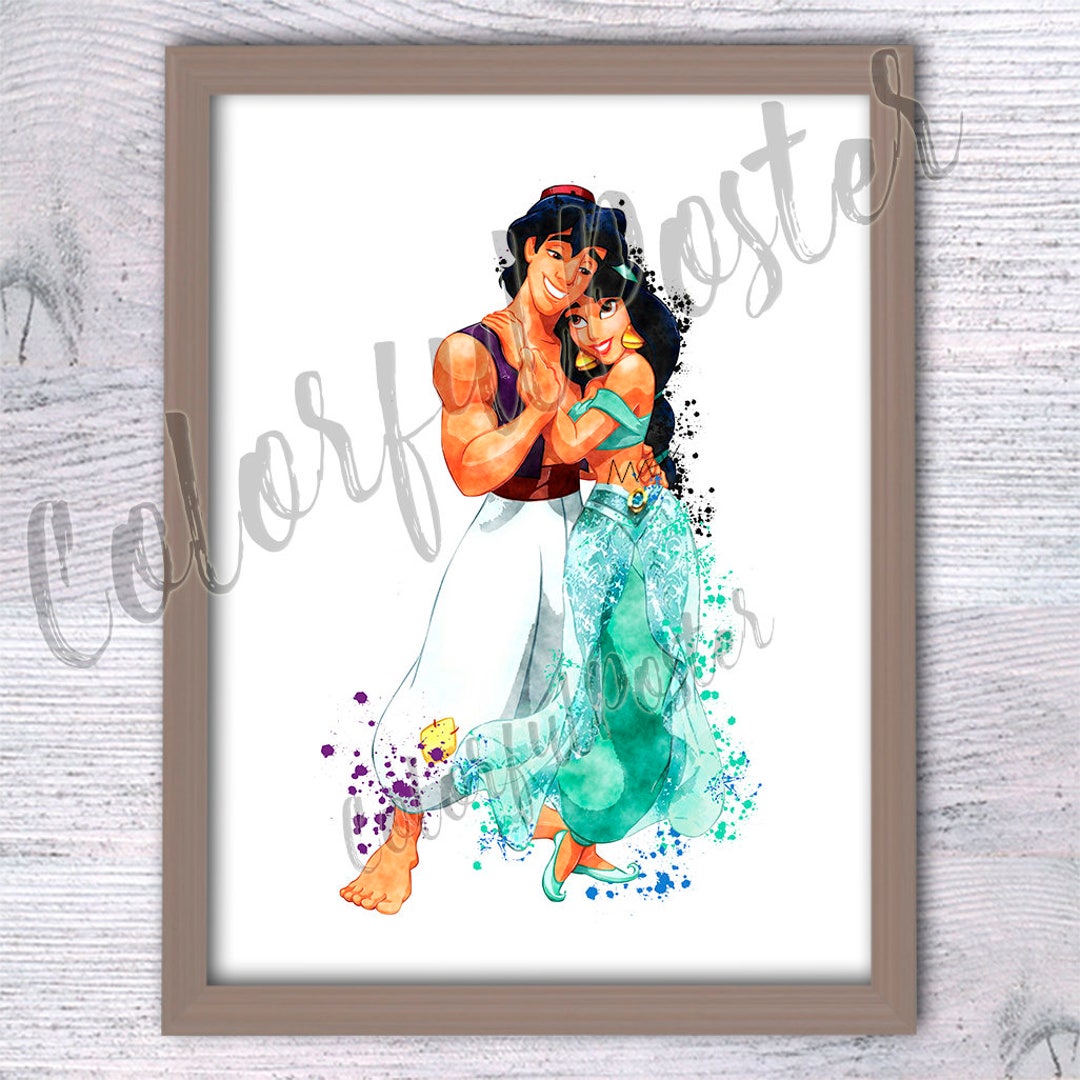 Aladdin and Jasmine Poster Princess Jasmine Print Wall Decor Nursery ...