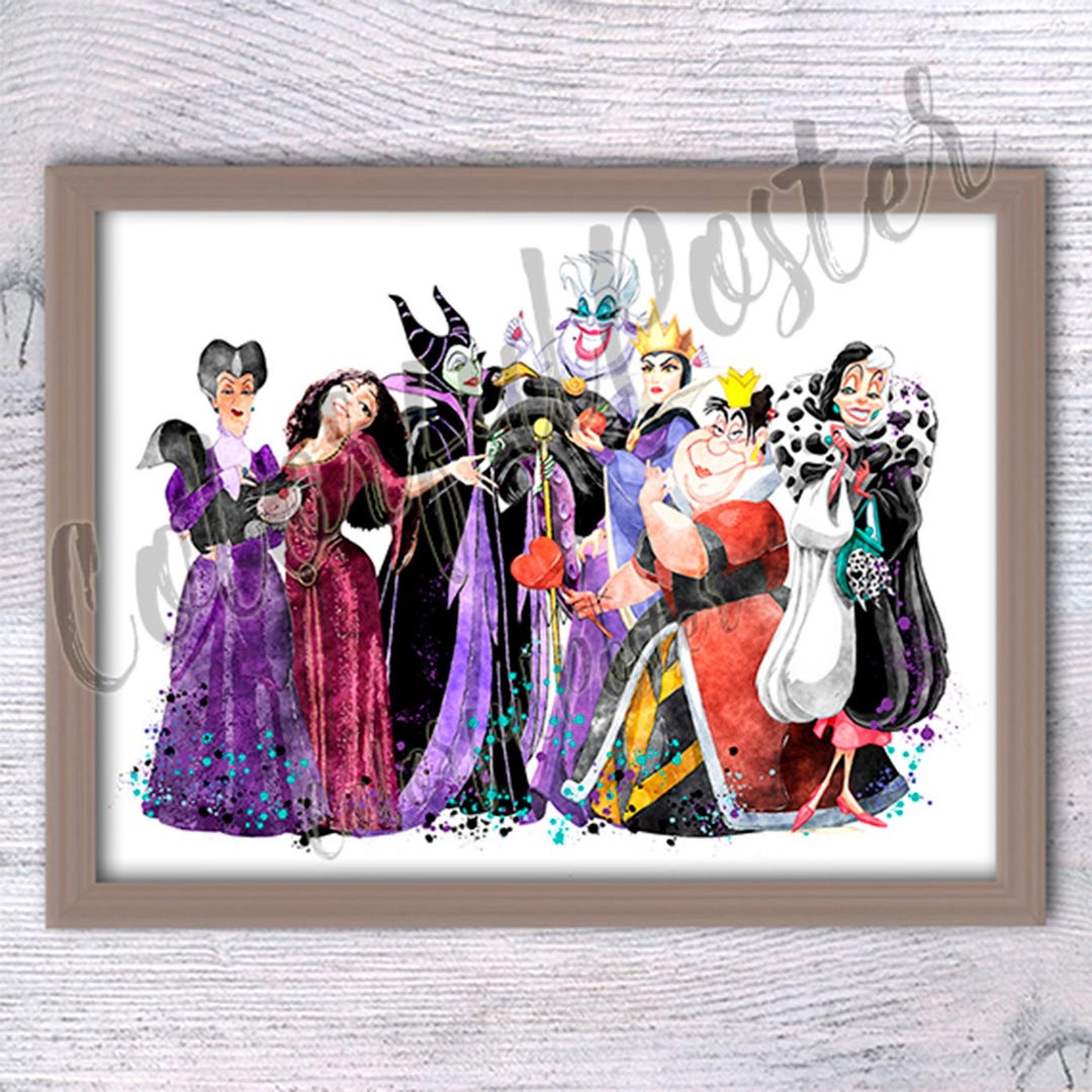 Disney Inspired Villains, Fan Art Print, Maleficent Ursula Hades Art ...