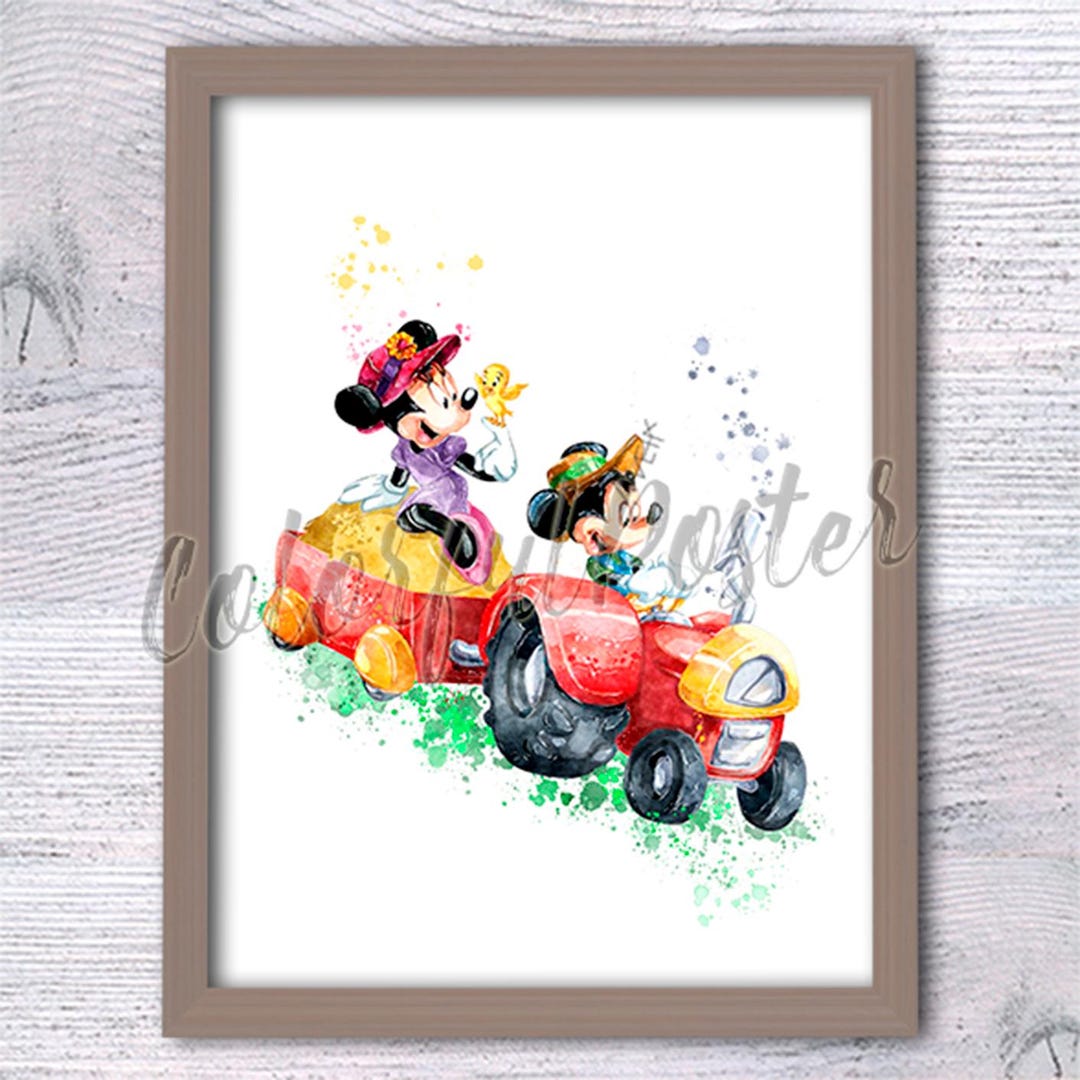 Mickey and Minnie Mouse Farm Watercolor Print: Nursery Decor V576 - Etsy