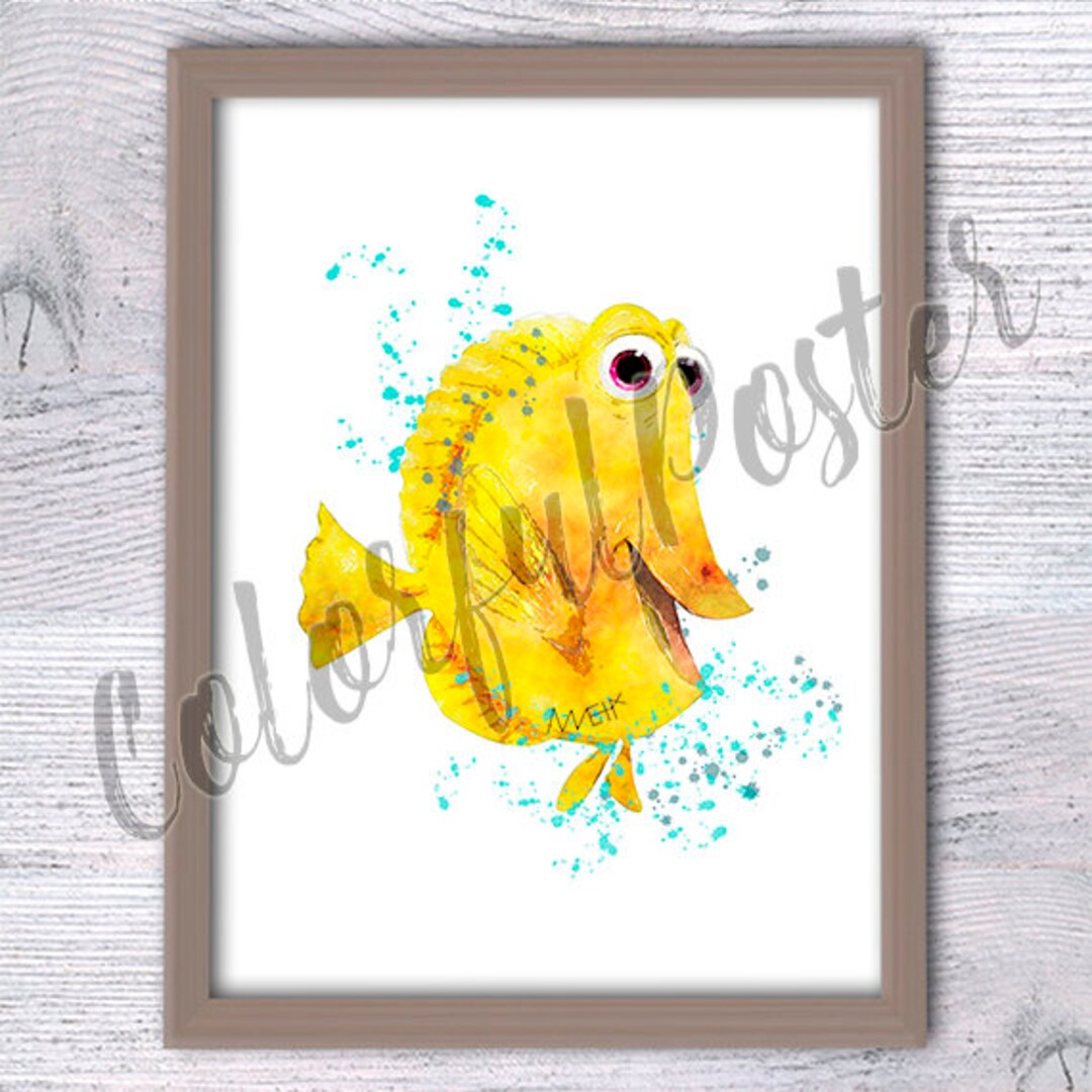 Finding Nemo Print Bubbles Yellow Tang Fish Bathroom Wall Decor Nemo ...