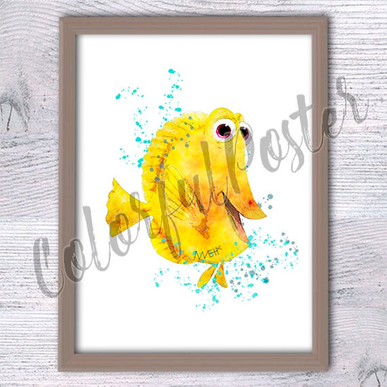 Finding Nemo Print Bubbles Yellow Tang Fish Disney Wall Decor - Etsy