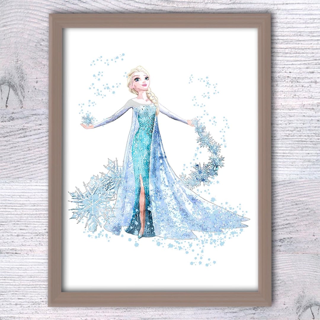 Elsa Watercolor Print: Frozen Fairy Tale Nursery Decor V137 - Etsy