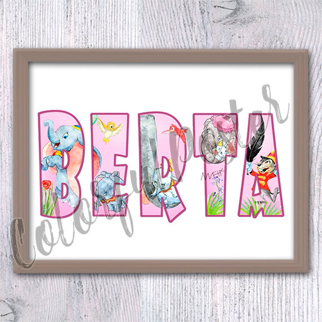 Personalized Dumbo Name Poster Custom Dumbo Girl Name Print New Baby ...