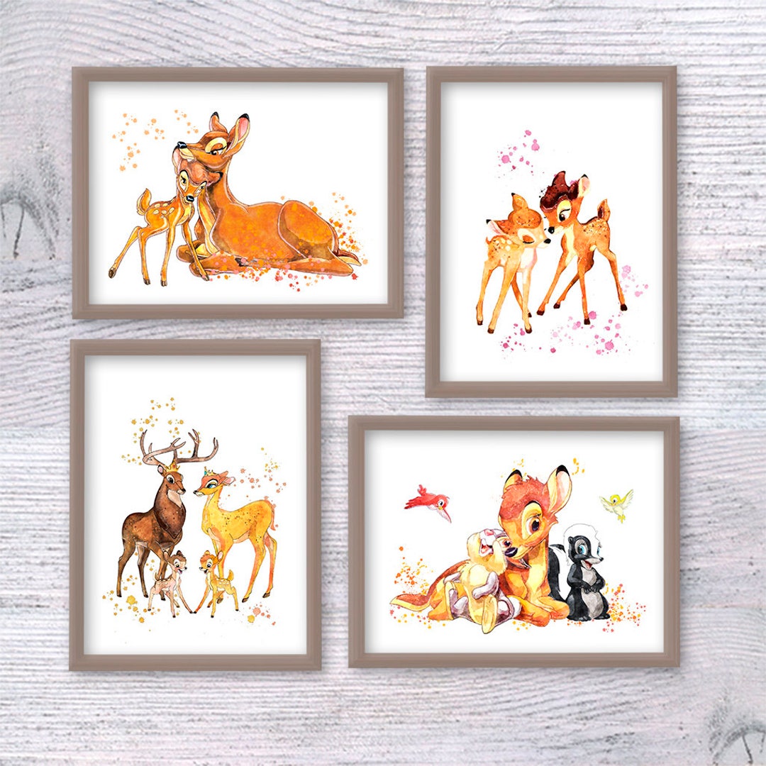 Bambi Print Set of 4 Bambi Poster Woodland Wall Decor Birthday Gift ...