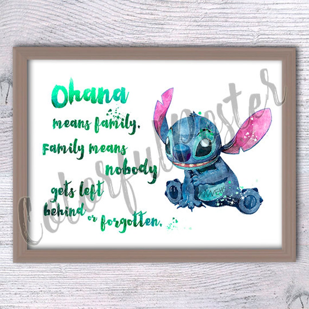 Stitch Ohana Poster Stitch Print Wall Decor Lilo and Stitch Poster V185 ...